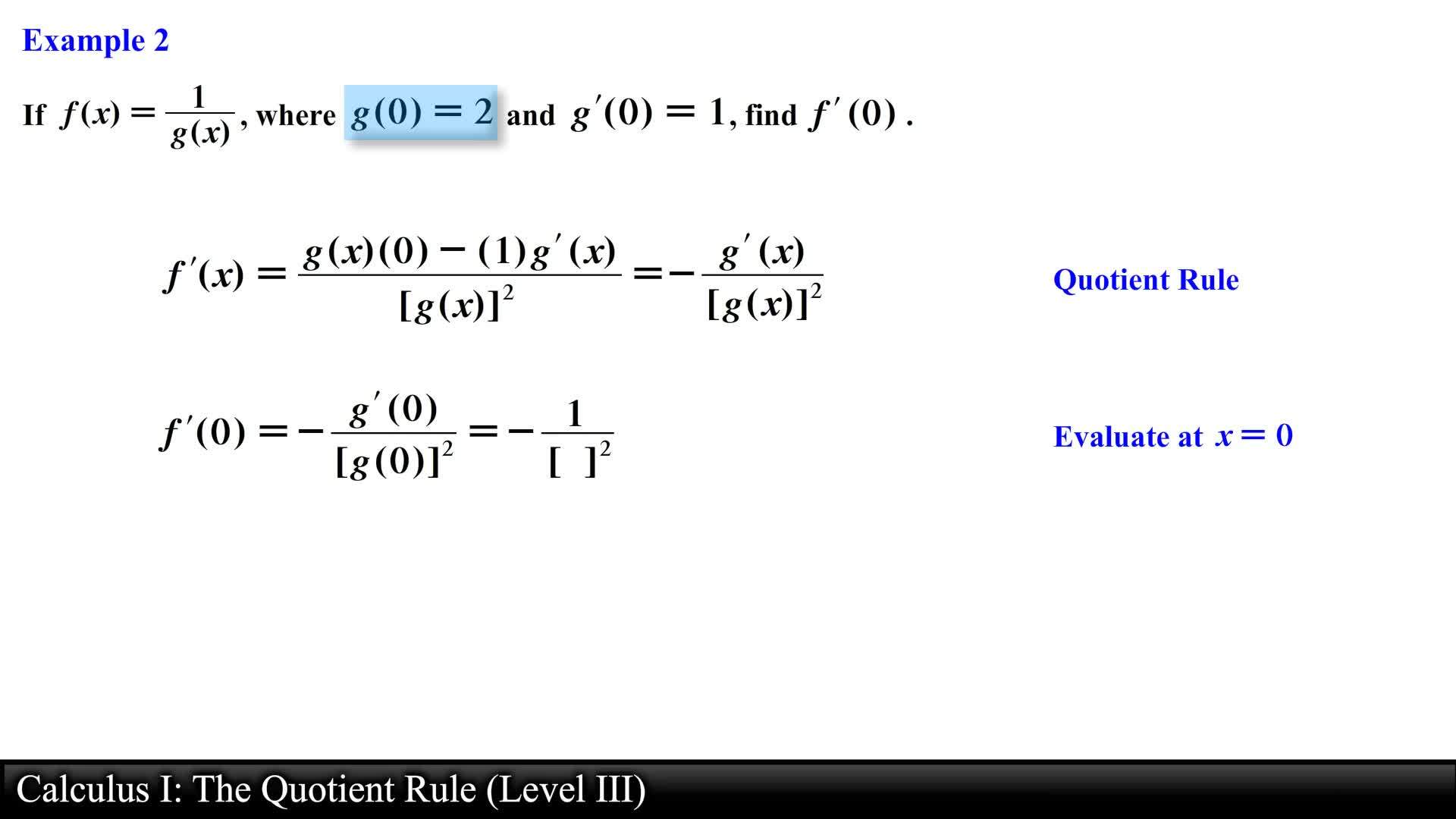Calculus I The Quotient Rule Level 3 Of 3 Maths